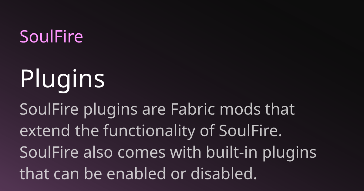 Plugins - SoulFire